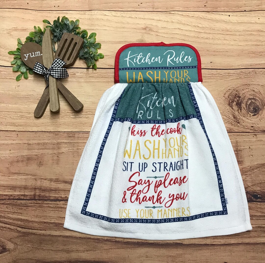 Kitchen Rules Kitchen Towels With Holders, Cook Kitchen Towels, Country ...