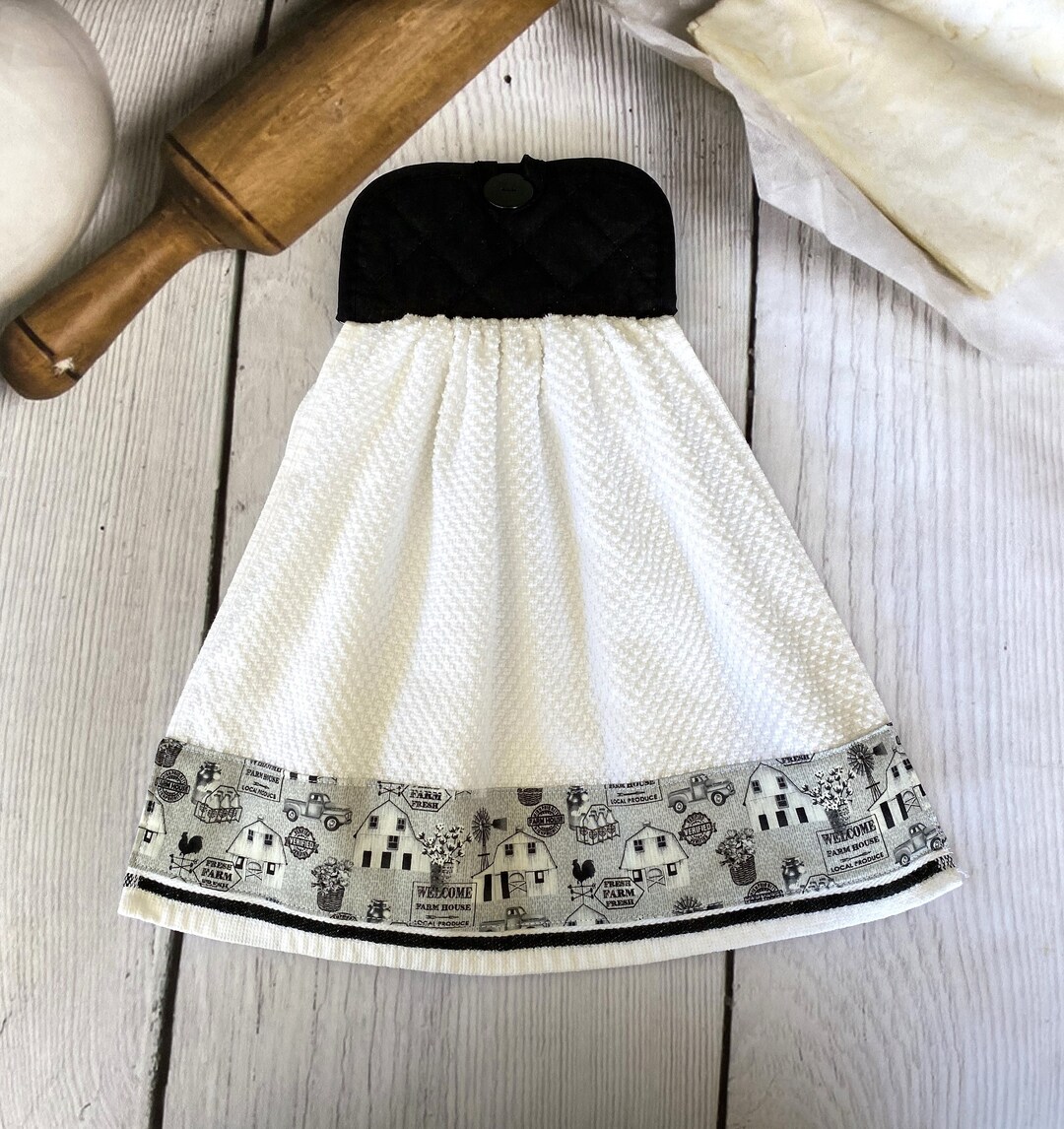 Country Farmhouse Kitchen Towels With Holders, Country Farmhouse Hand ...