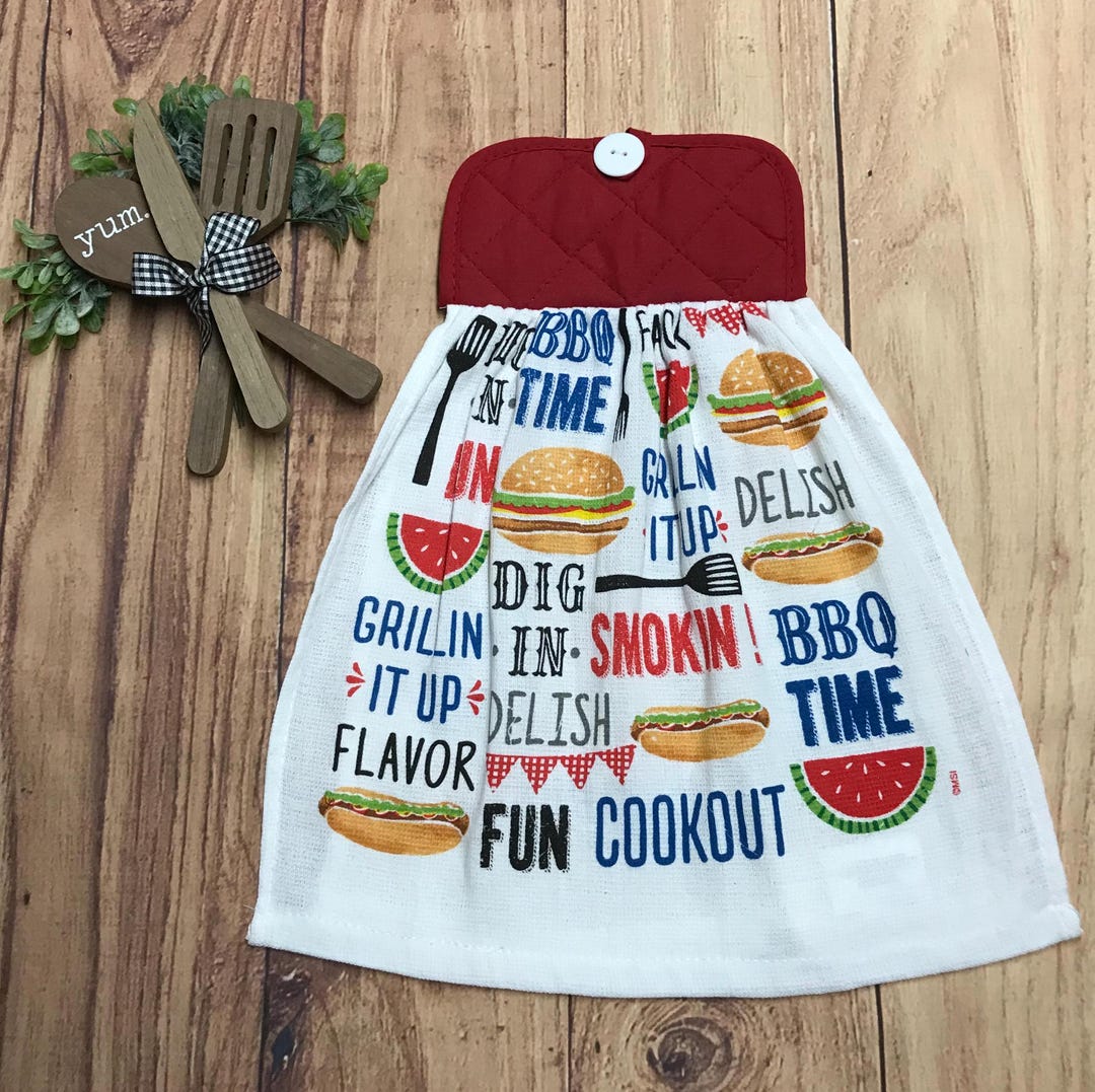 Summer BBQ Kitchen Towels, BBQ Grilling Towels, Memorial Day Picnic ...