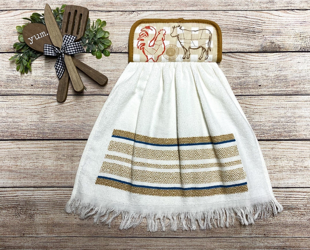 Farmhouse Hanging Kitchen Towels, Farmhouse Hand Towels, Country ...