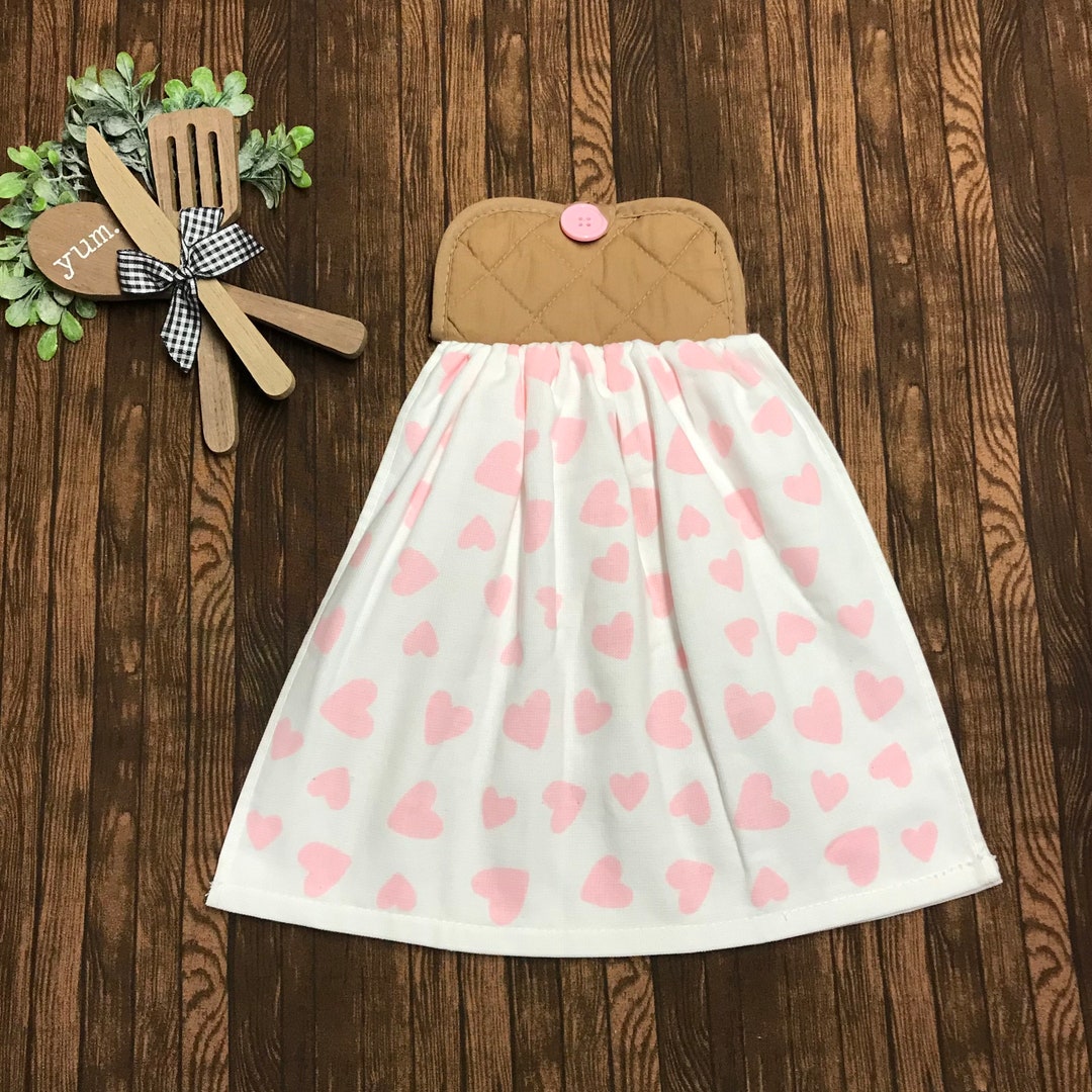 Pink Hearts Kitchen Towels, Hearts Dishtowels, Hearts Dish Towels ...