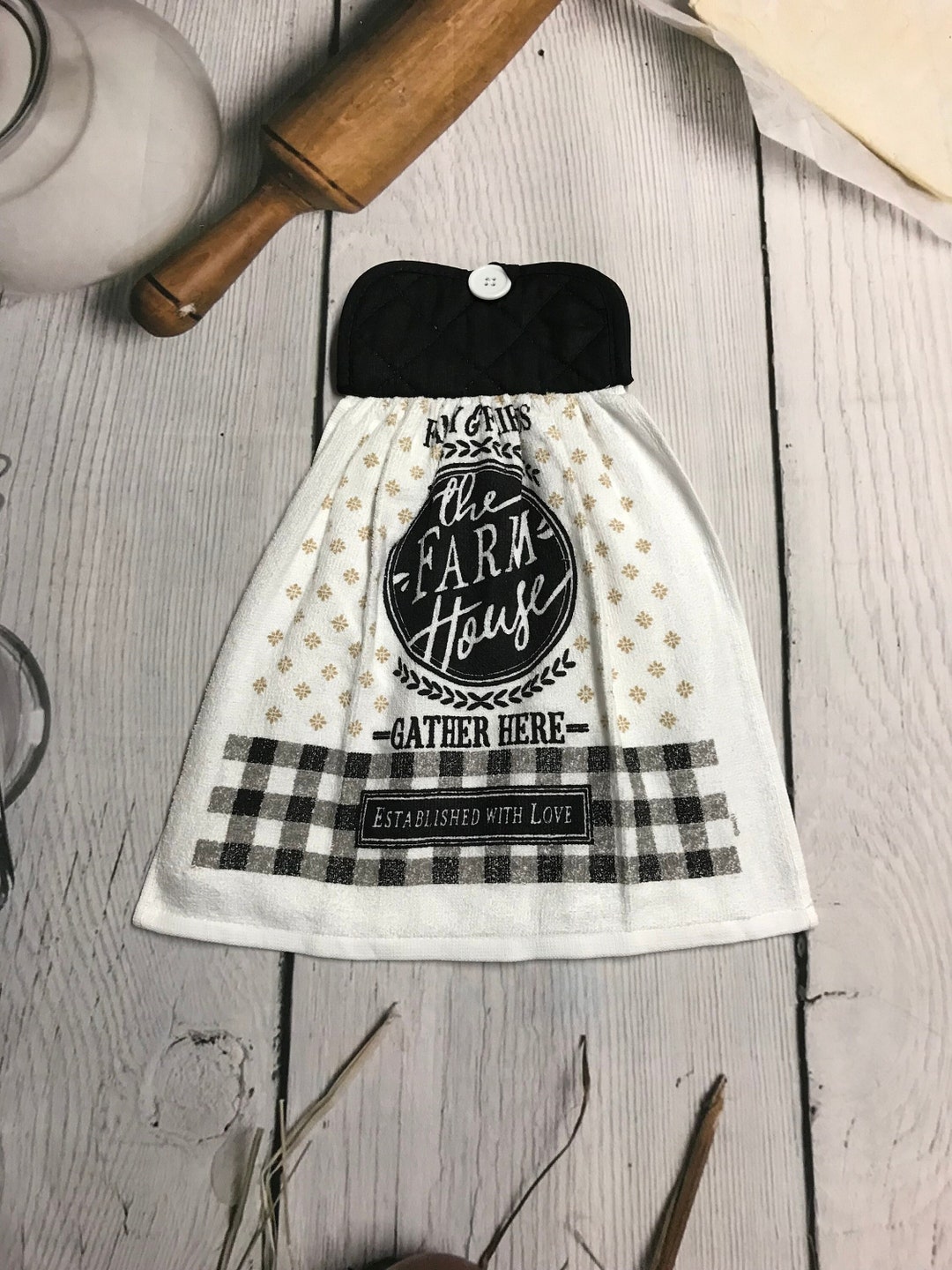 The Farm House Gather Here Kitchen Towels, Farmhouse Kitchen Towels ...