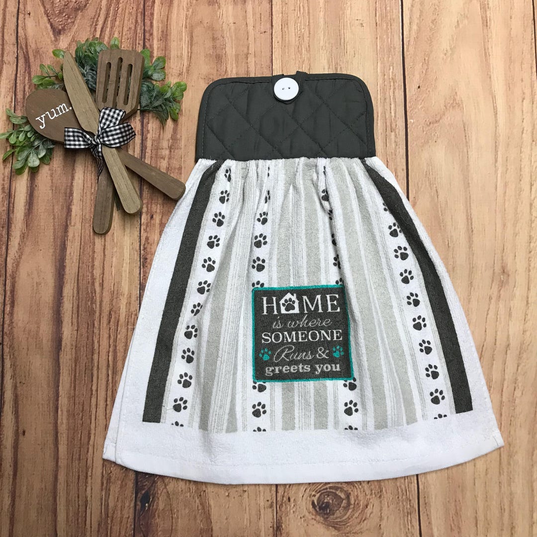Gray Dog Paws Kitchen Towels, Dog Dish Towels, Dog Hand Towels, Dog Tea ...