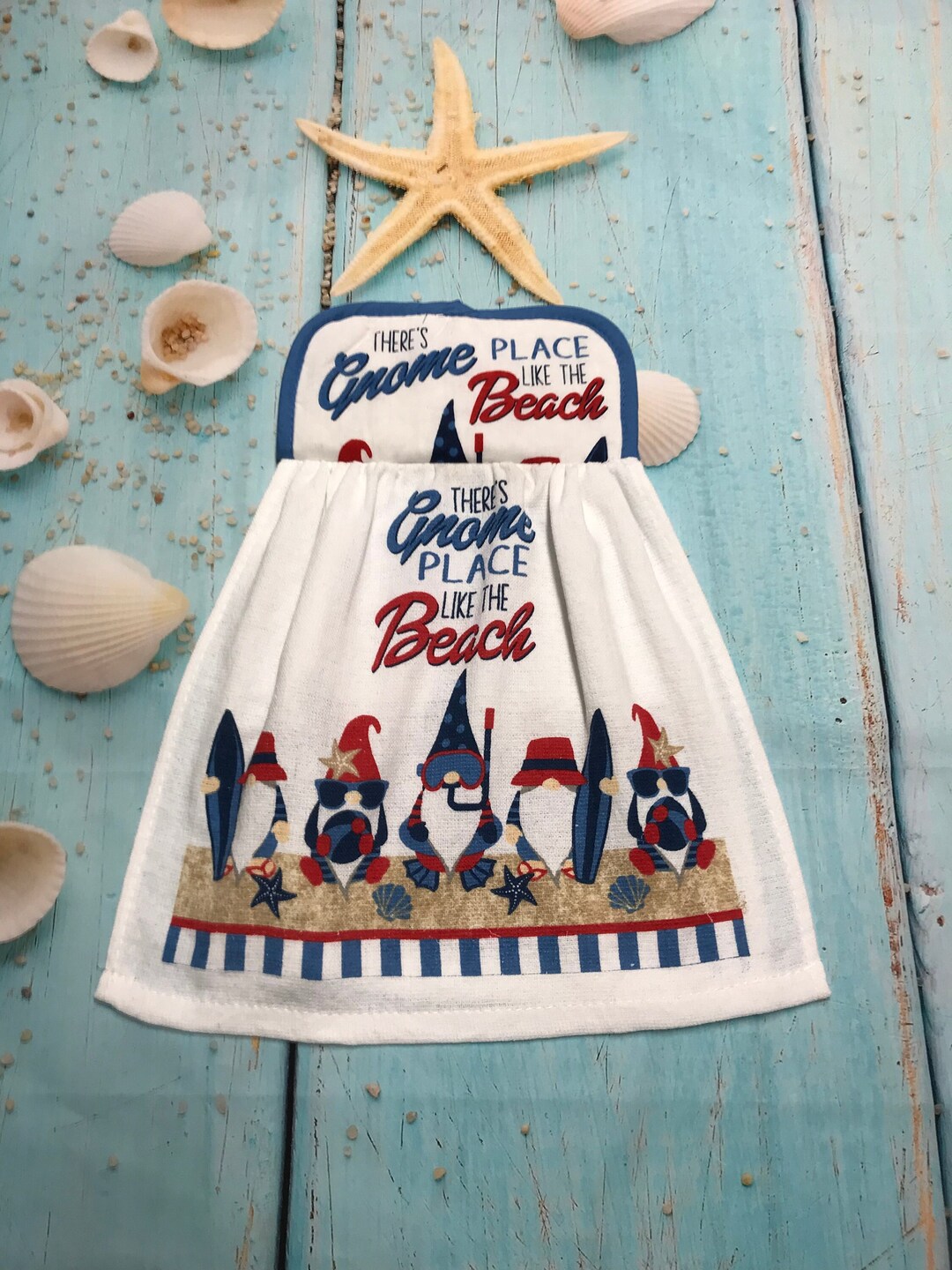 Beach & Snorkeling Surfing Gnomes Kitchen Towels, Gnome Kitchen Hanging ...