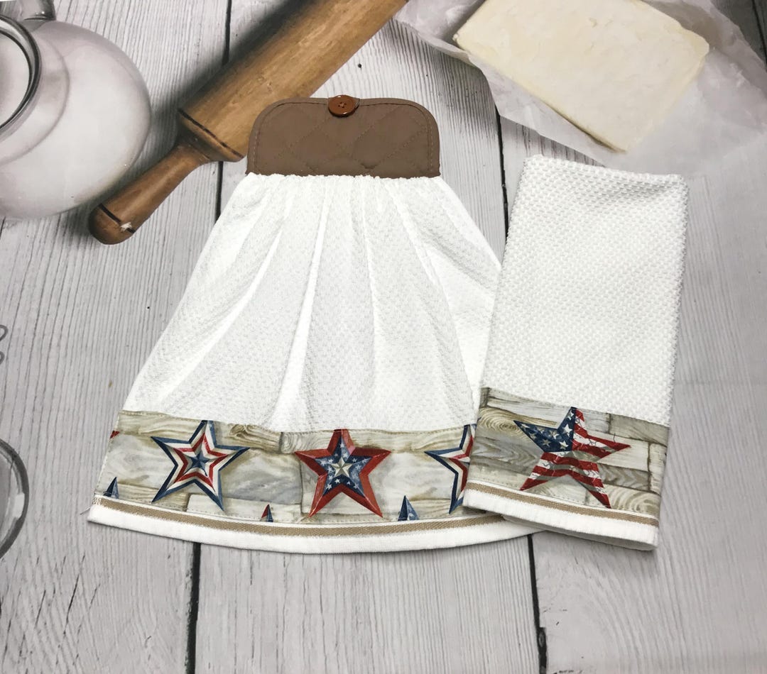 Rustic Barn Stars Hanging Kitchen Towels, Stars Kitchen Dish Towel ...