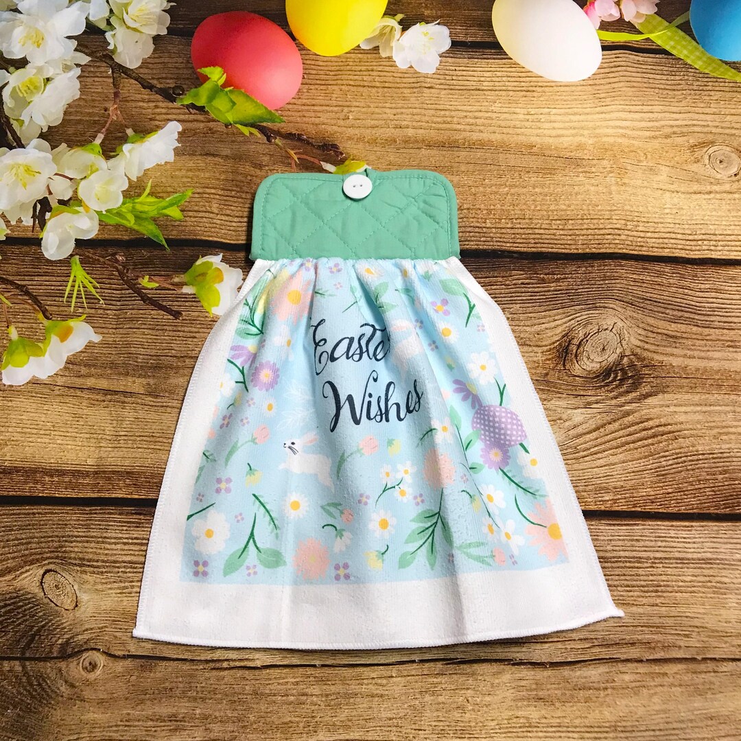 Easter Mint Green Kitchen Towels, Spring Kitchen Towels, Easter Bunny ...