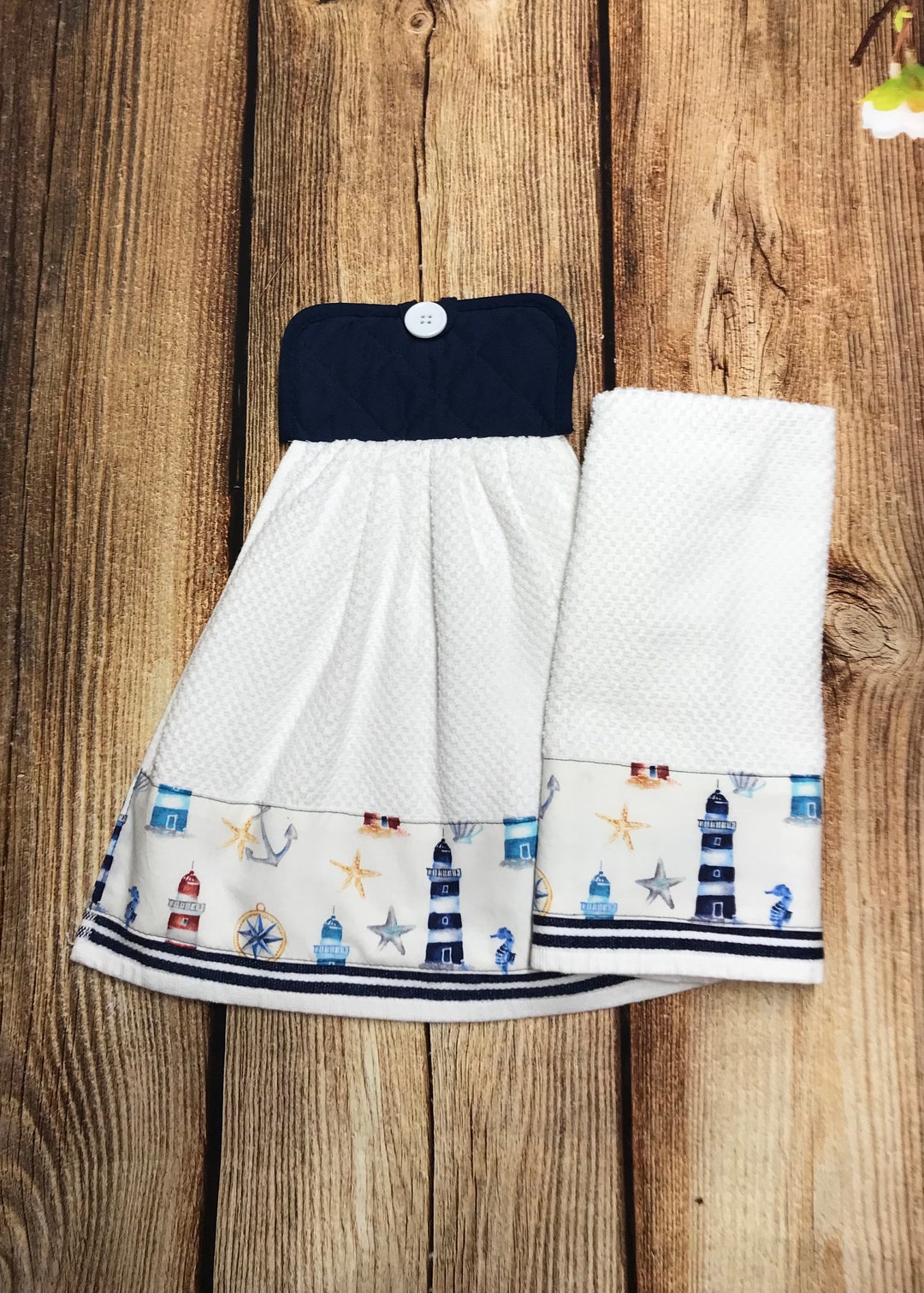 Lighthouse, Seahorse, Starfish, Beach & Ocean Themed Kitchen Towels ...
