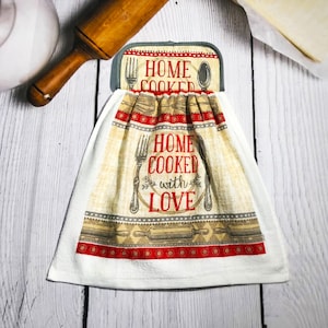 Home Cooked With Love Kitchen Towels With Holders, Kitchen Utensils ...