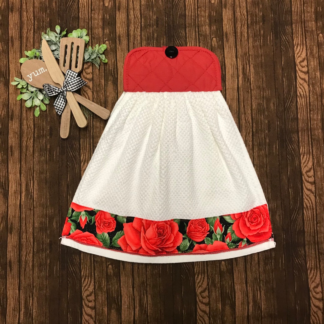 Red Roses Decorative Heavy Kitchen Towels, Roses Kitchen Towels, Spring ...