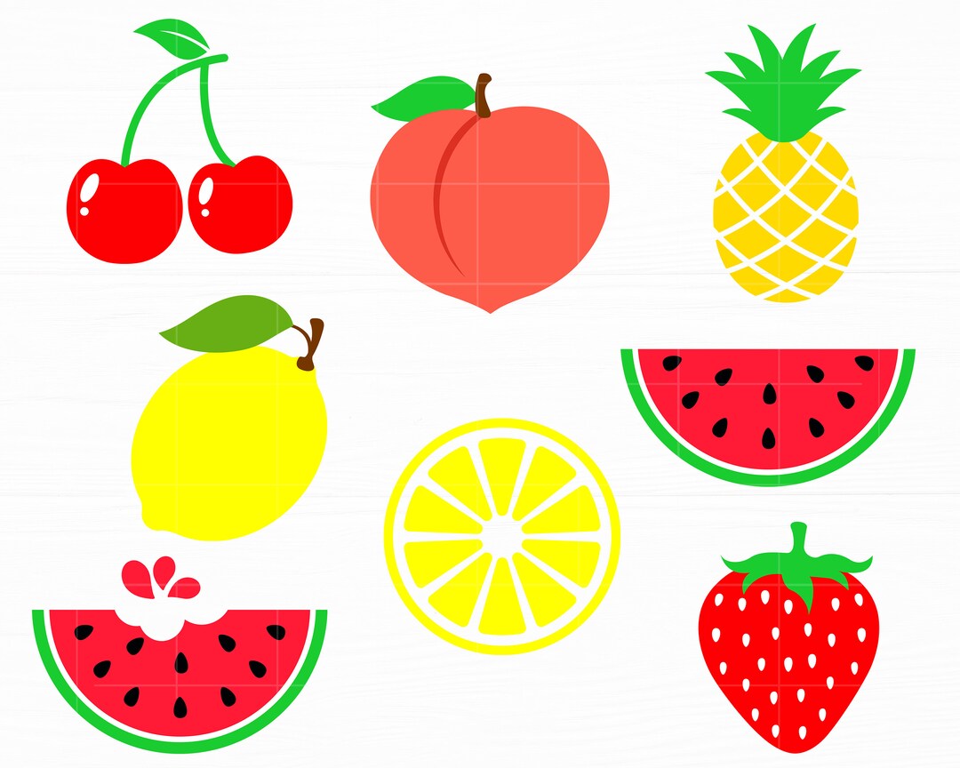 Fruit SVG Summer Svg Tropical Fruit Svg Lemon Strawberry Peach ...