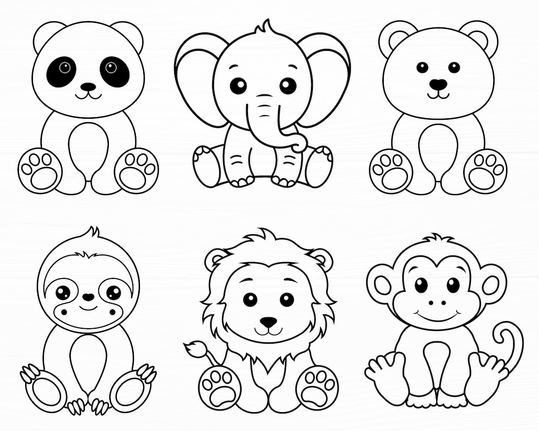 Baby Tiere Svg Bundle Tiere Svg Affe Löwe Bär Panda Elefant Faultier ...
