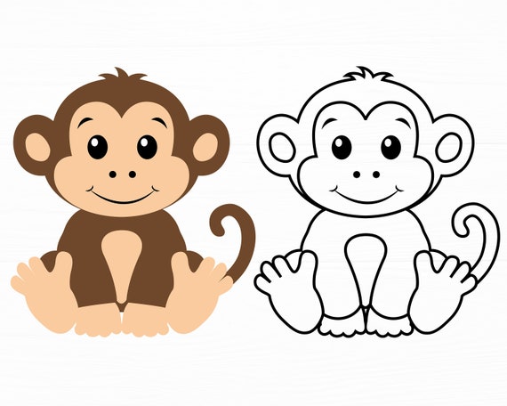 Baby monkey svg jungle animal svg mono svg lindo mono svg | Etsy España