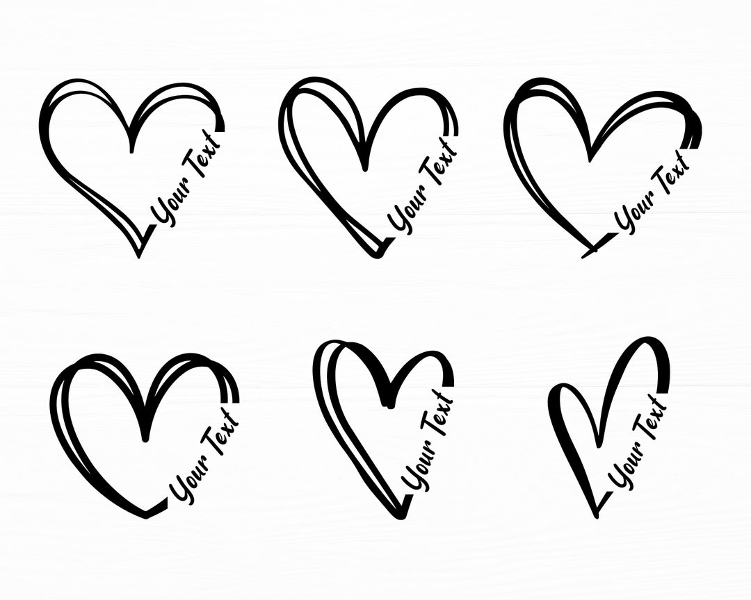 Doodle Heart Svg Bundle Heart Name Frame Svg Valentine Svg Heart Svg ...