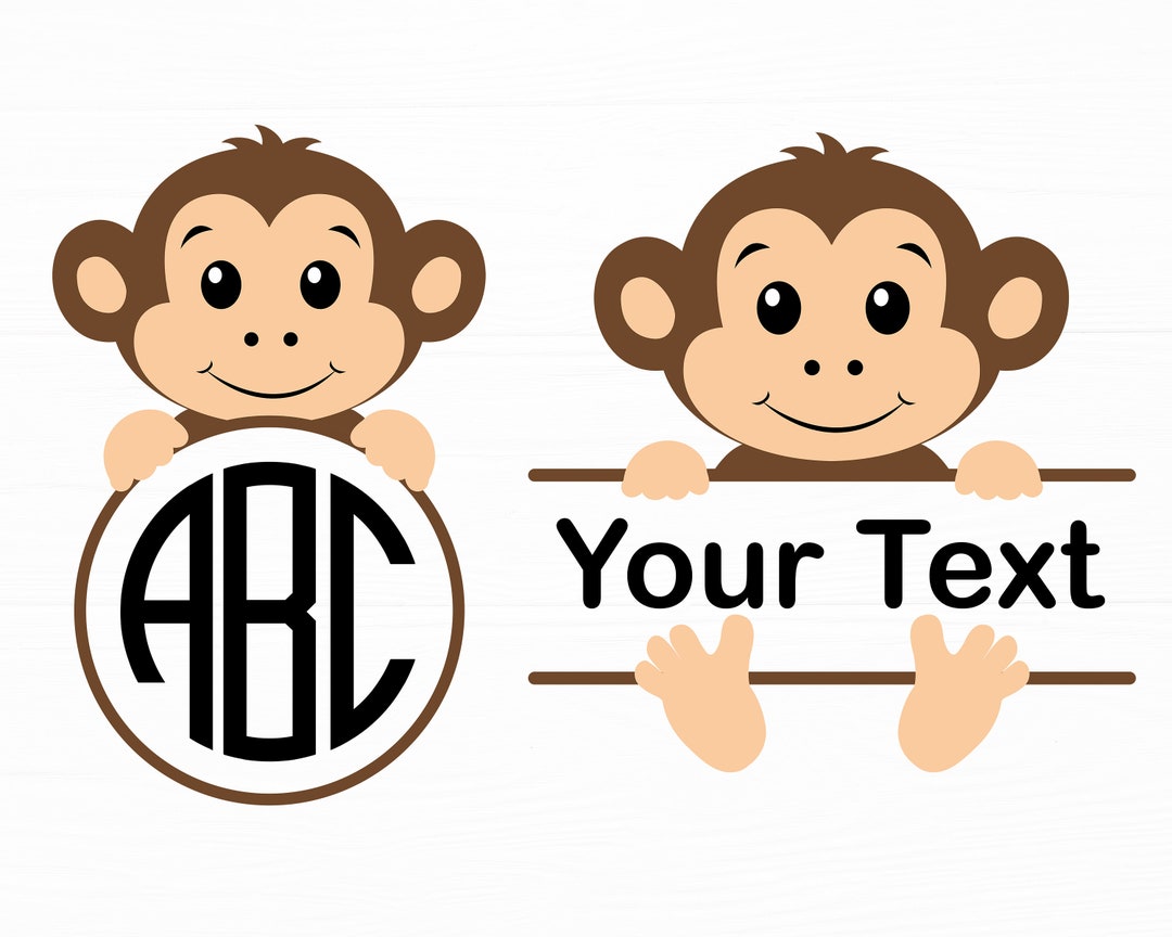 Baby Monkey Split Monogram Svg Monkey Svg Animal Svg Baby Shower Kids ...