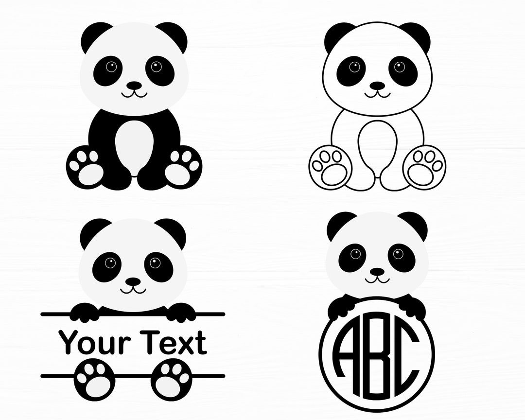 Panda Svg Baby Panda Split Circle Monogram Svg Panda Name Label Svg ...