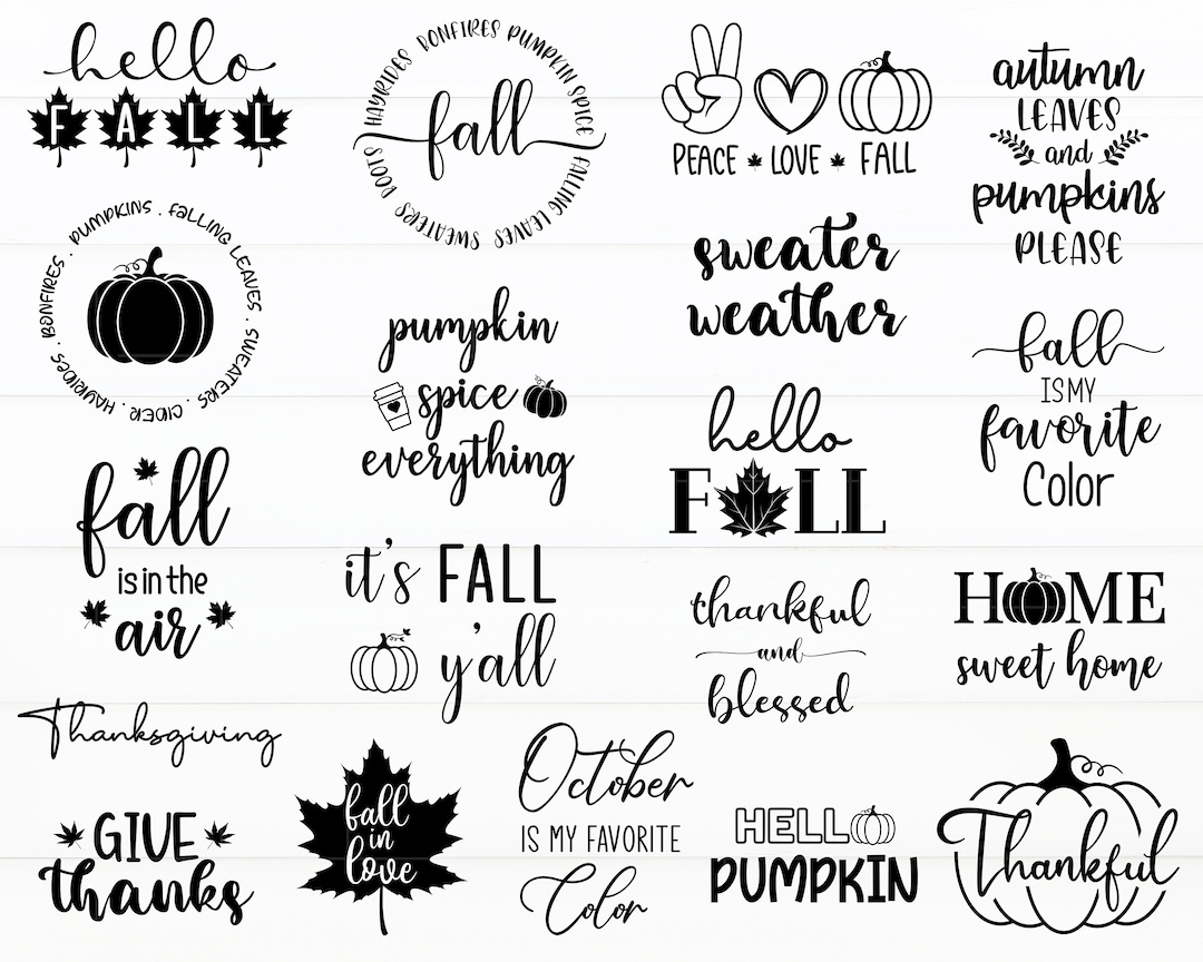 Fall Svg Bundle Autumn Thanksgiving Pumpkin Svg Files for Cricut Fall ...