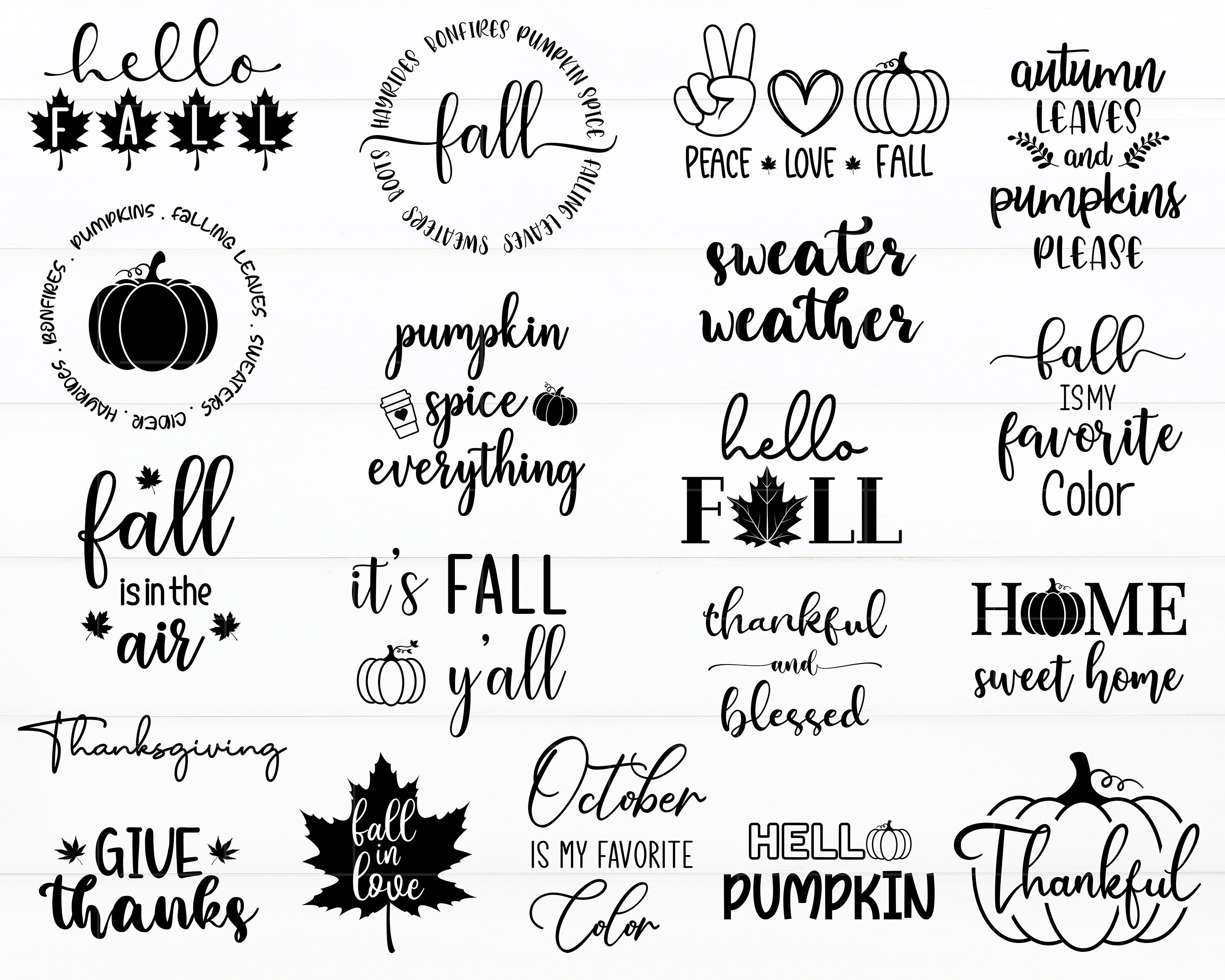 Fall Svg Bundle Autumn Thanksgiving Pumpkin Svg Files for - Etsy