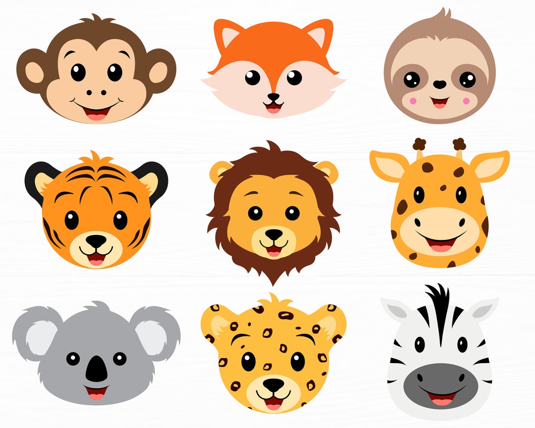 Baby Animal Face Svg Bundle Animal Svg Zoo Animals Svg Jungle Animals ...