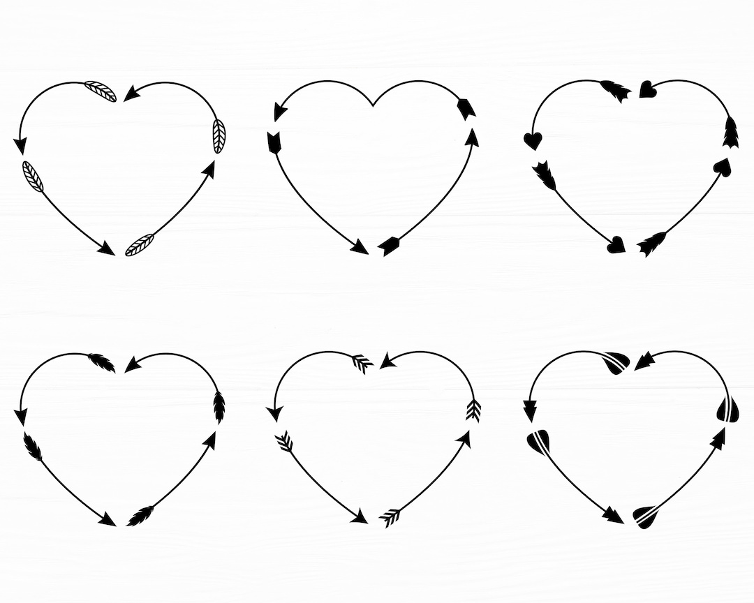 Arrow Heart Svg Arrow Frame Svg Valentine Wedding Arrow Svg Boho Tribal ...