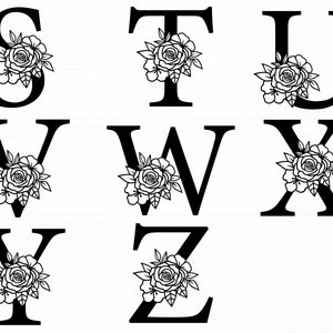 Rose Floral Alphabet SVG, Flower Letters Cut File (digital Download) - Etsy