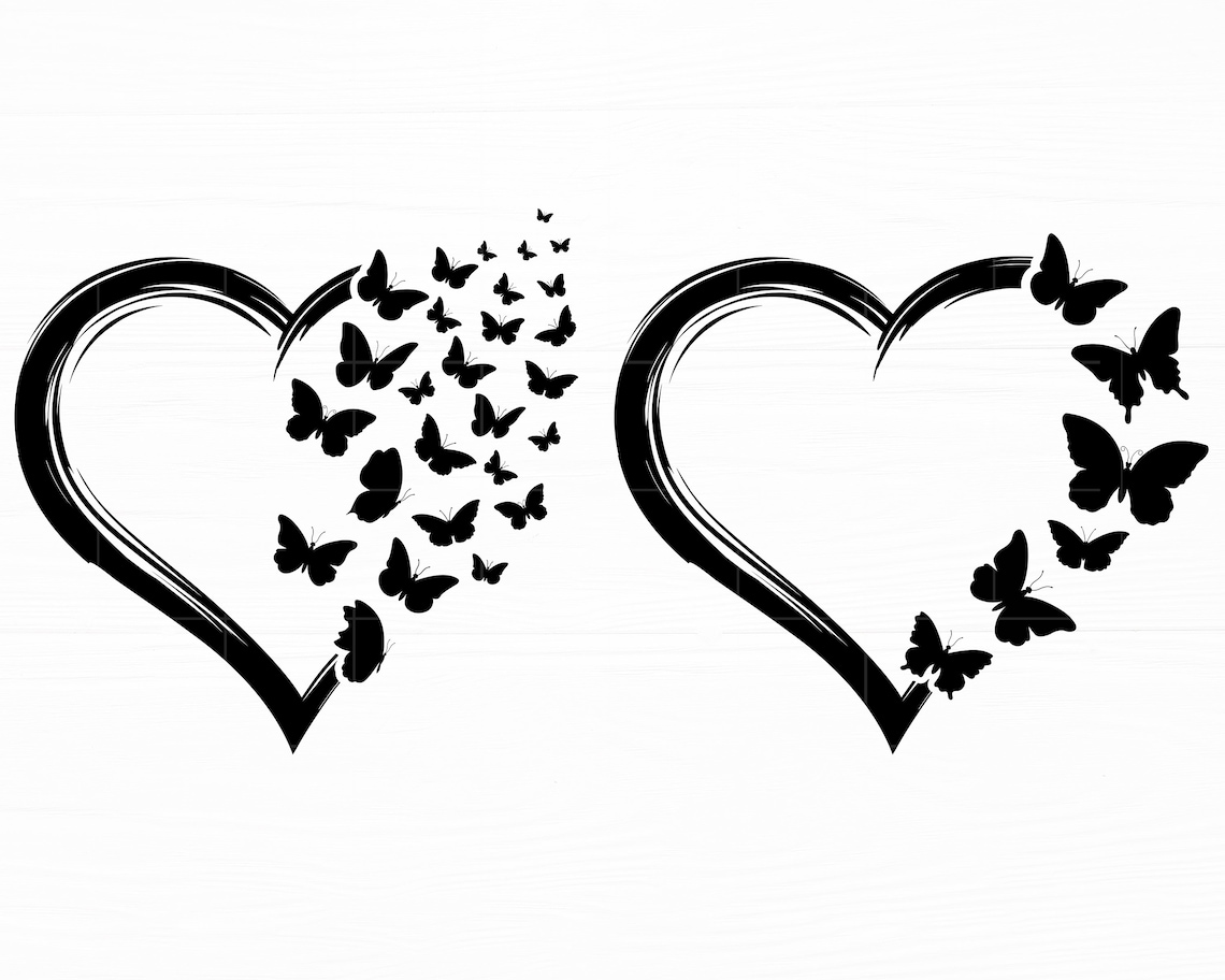 Butterflies and Heart Svg Bundle Butterfly Swarm Svg Heart Svg Flying ...