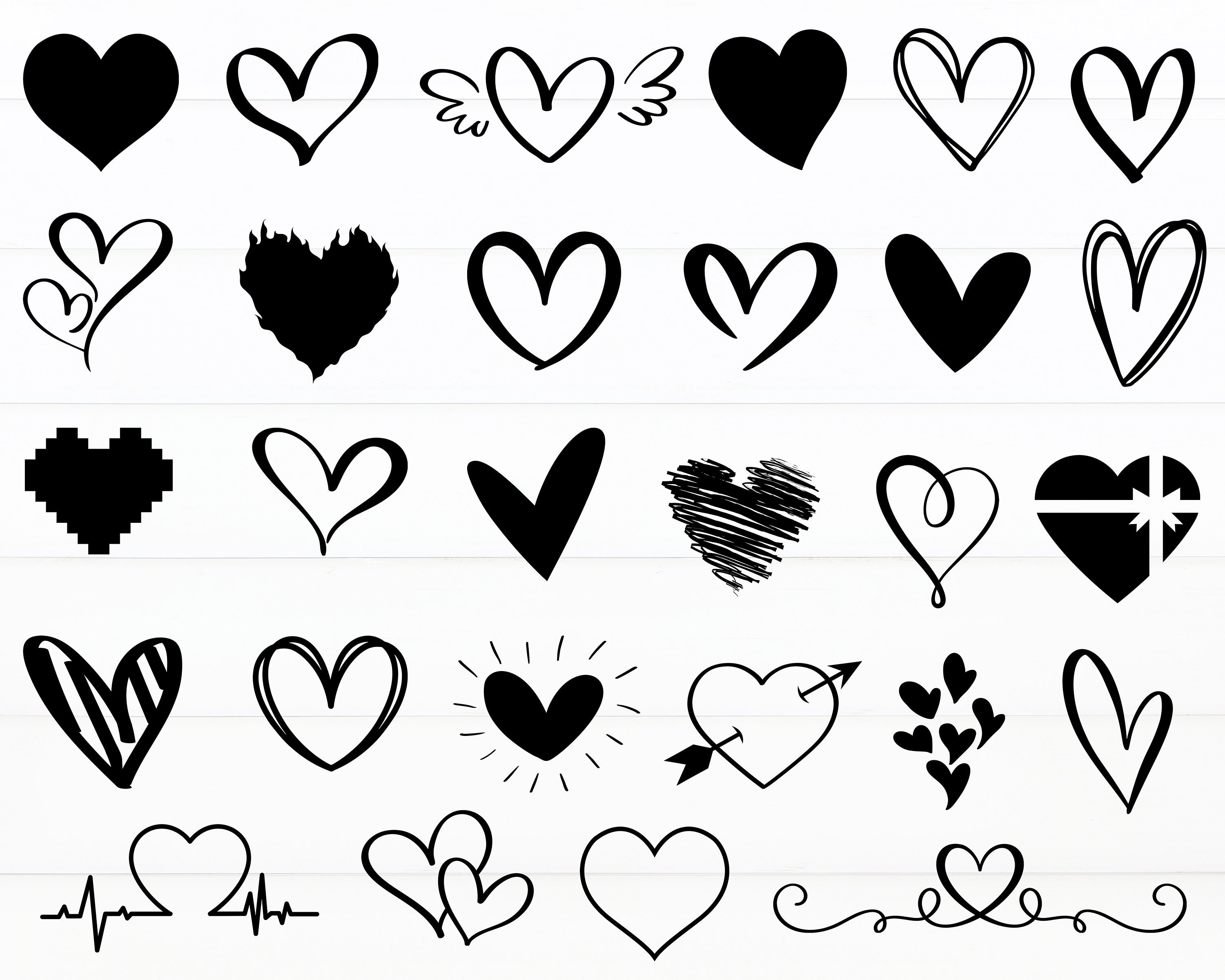 Heart Svg Bundle Hearts Svg Love Svg Doodle Heart Svg - Etsy