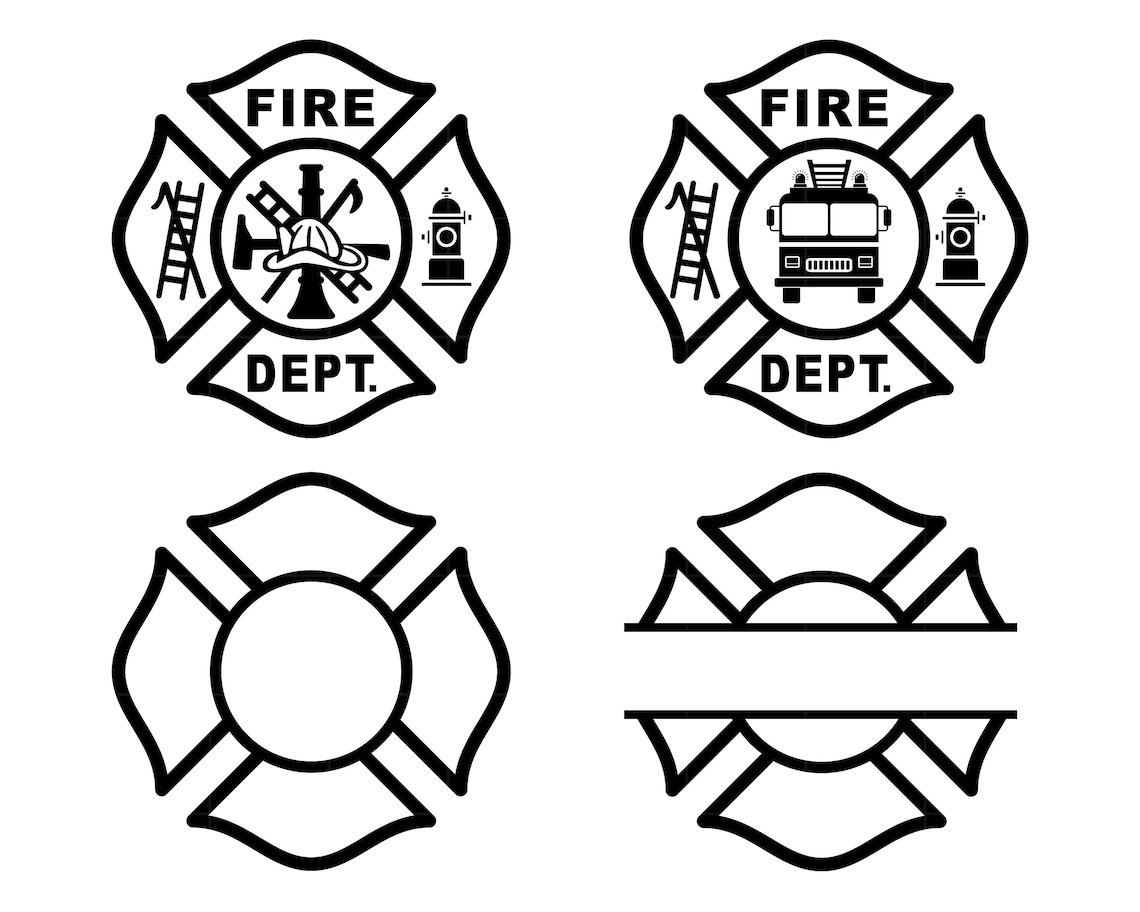 Fire Department Svg Bundle Fire Truck Svg Maltese Cross Svg Fire Dept ...