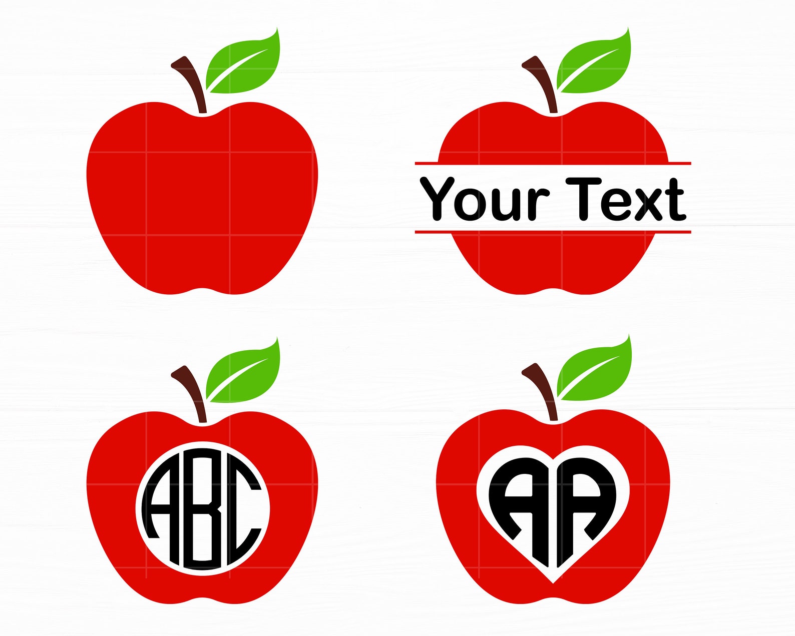 Apple Svg Bundle Apple Split Circle Monogram Apple Clipart | Etsy