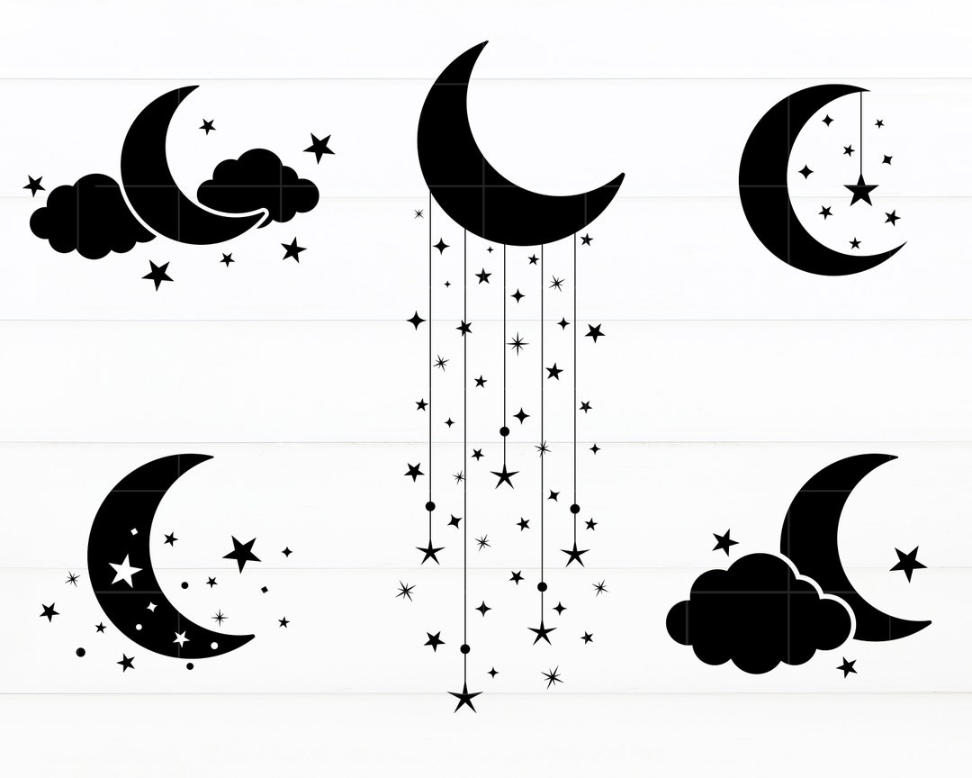 Moon and Stars Svg Bundle Night Sky Svg Moon Svg Galaxy Svg Star and ...