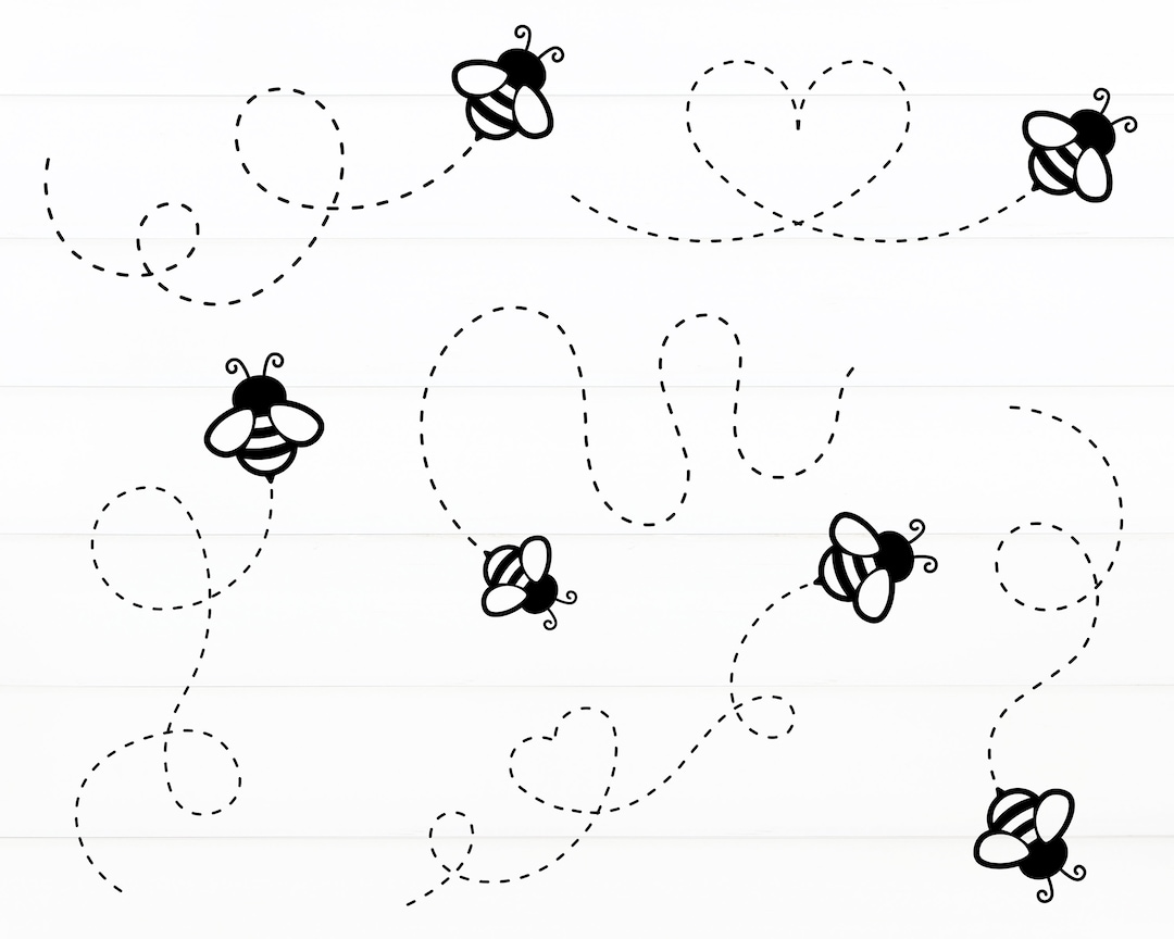 Bee Svg Flying Bee Svg Bee Route Svg Heart Honey Bee Cut File Bee Path ...