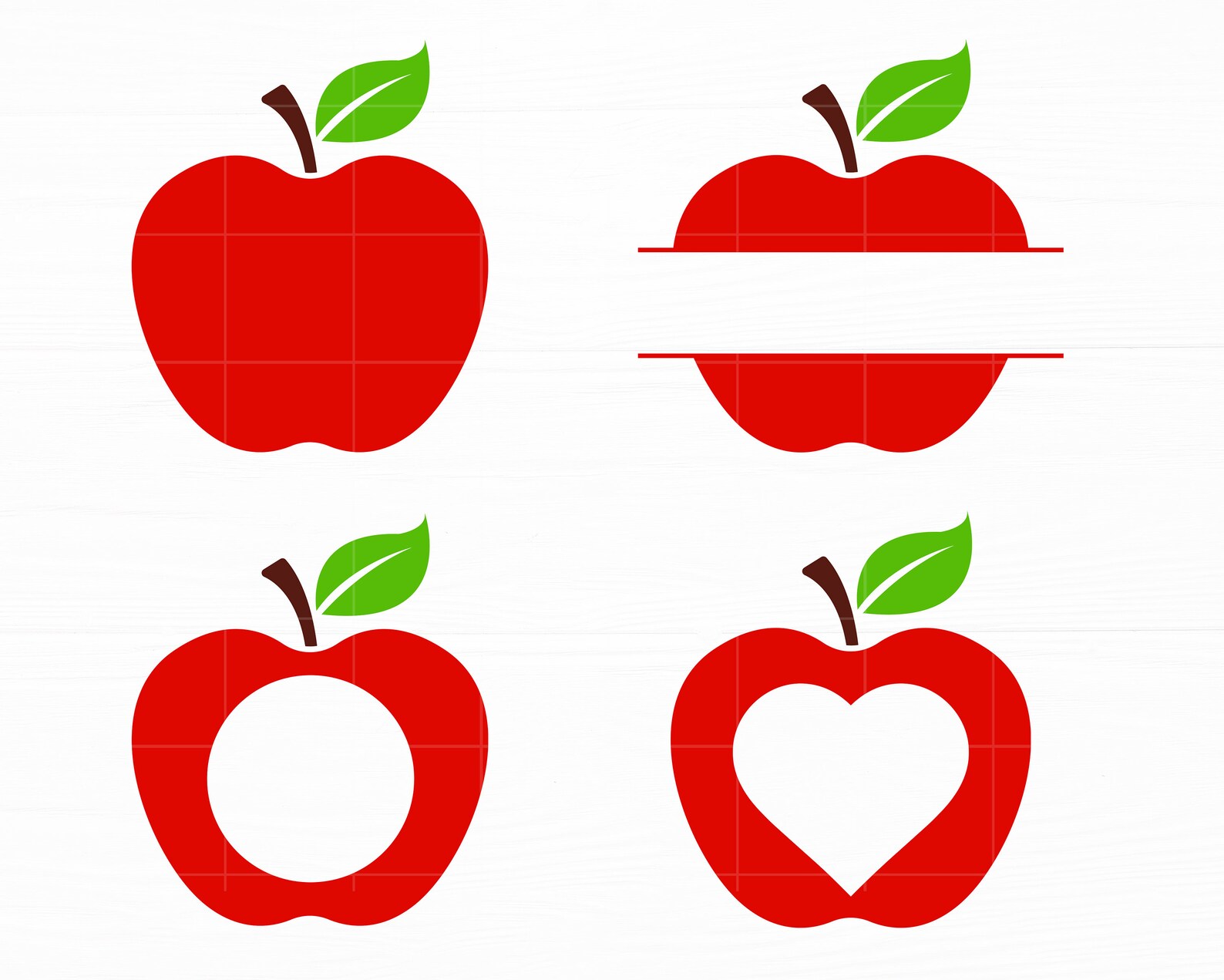 Apple Svg Bundle Apple Split Circle Monogram Apple Clipart | Etsy