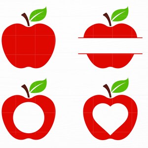 Apple Svg Bundle Apple Split Circle Monogram Apple Clipart Teacher Svg ...