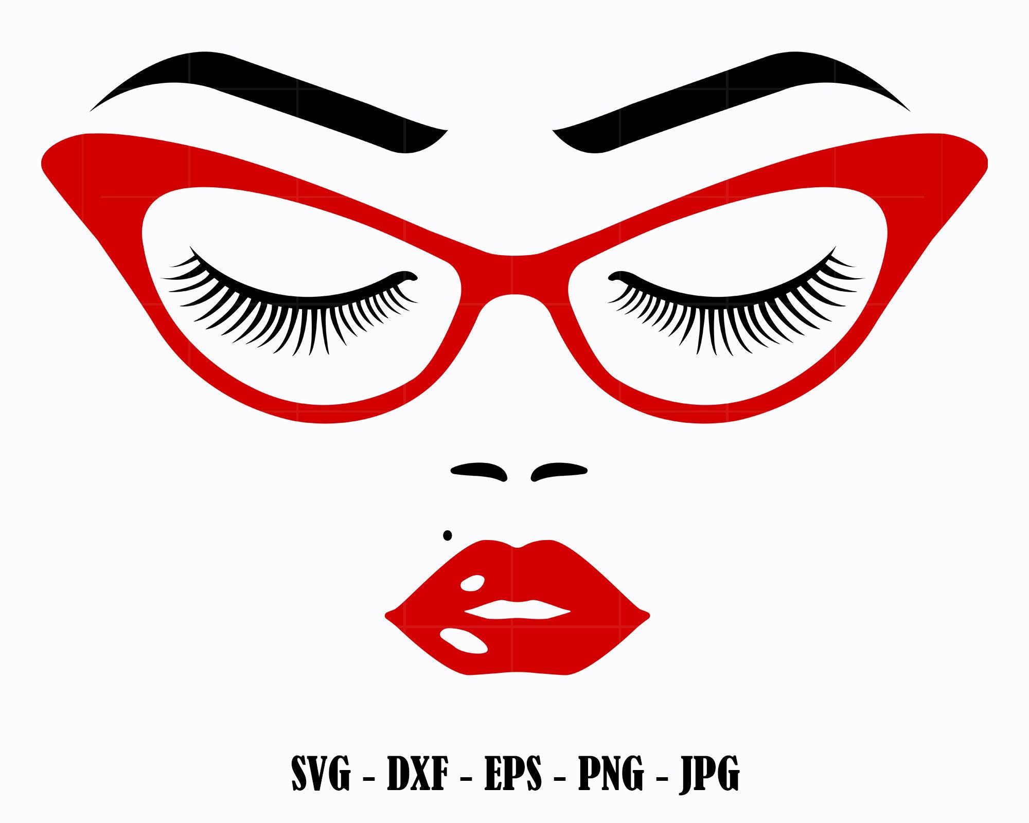 Women Face Svg Png Woman Svg Lady Lips Svg Women in Glasses Lashes Svg ...