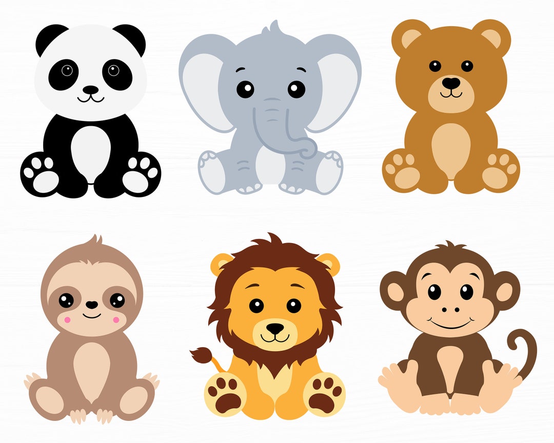 Baby Animals Svg Bundle Cute Baby Lion Bear Panda Elephant Sloth Monkey ...