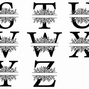 Floral Split Letters Svg Floral Alphabet Svg Letter Svg Split Monogram ...