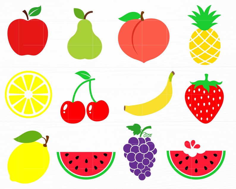 Fruit SVG Bundle Tropical Fruit Svg Summer Fruit Svg Apple | Etsy