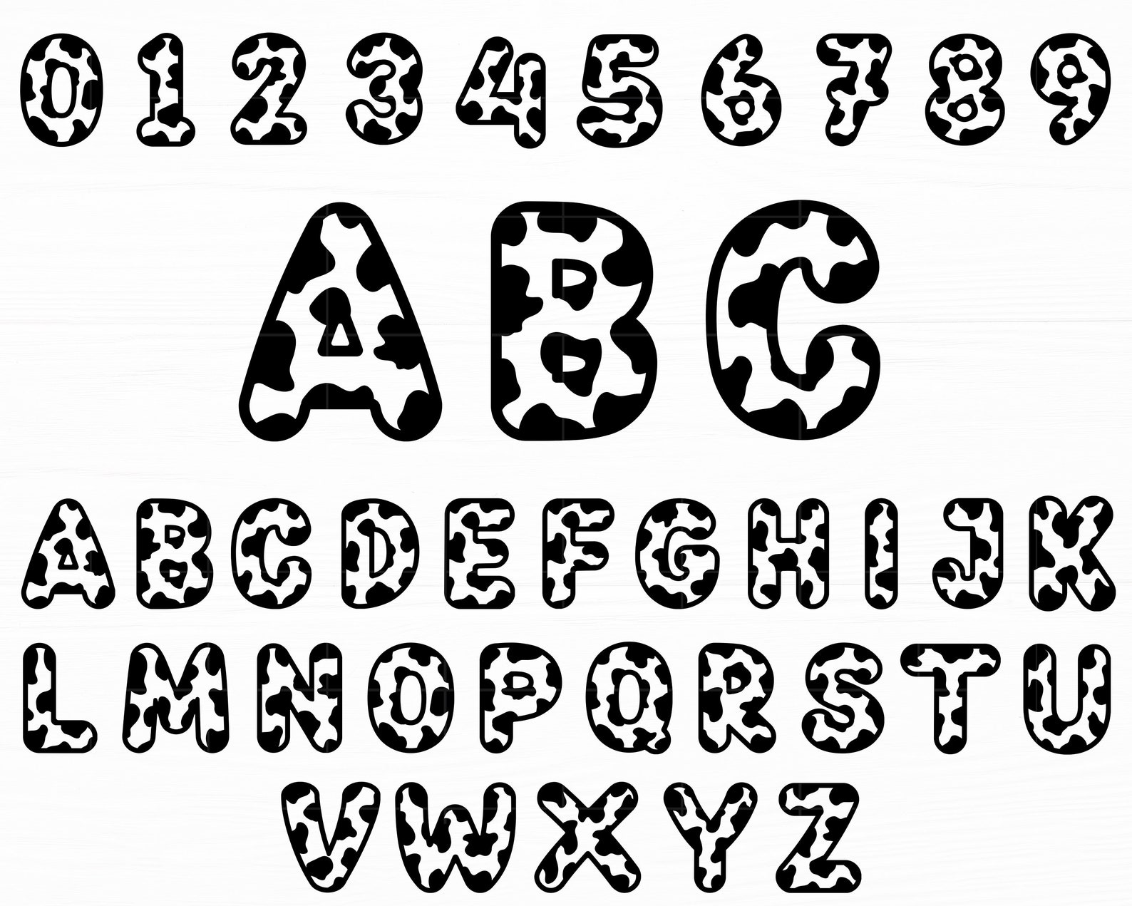 Cow Print Alphabet & Numbers SVG, PNG (digital Download) - Etsy