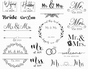 Just Married SVG Wedding SVG Mr and Mrs SVG Bride Svg Groom Svg Wifey ...