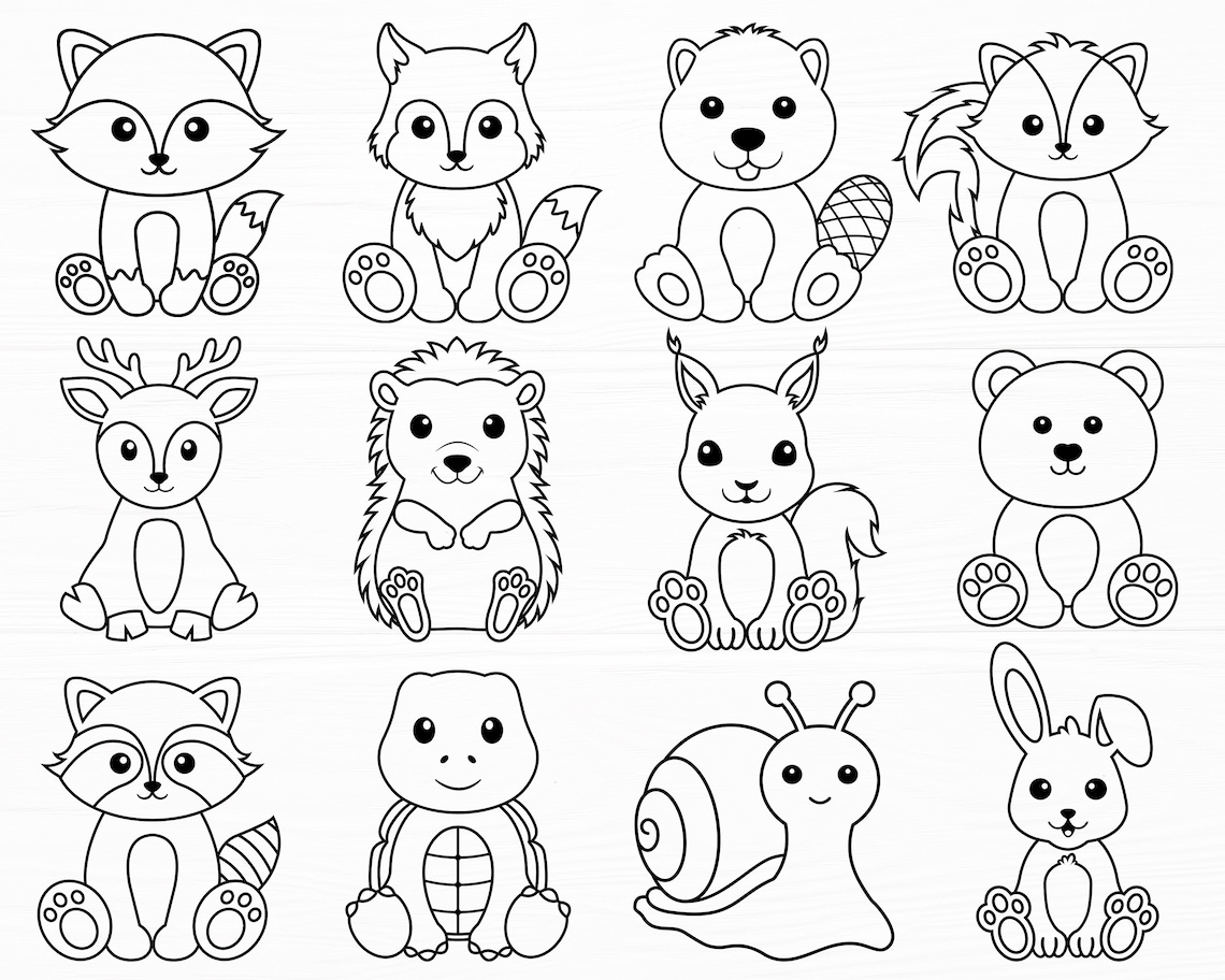 Niedliche Tier-Svg-Bundle Wald-Tiere-Svg-Tier-Svg-Dschungel-Tiere-Svg ...
