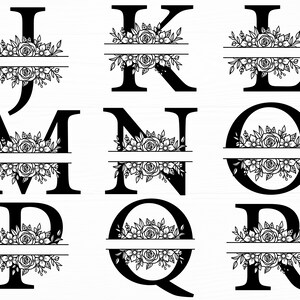 Floral Split Letters Svg Floral Alphabet Svg Letter Svg Split Monogram ...