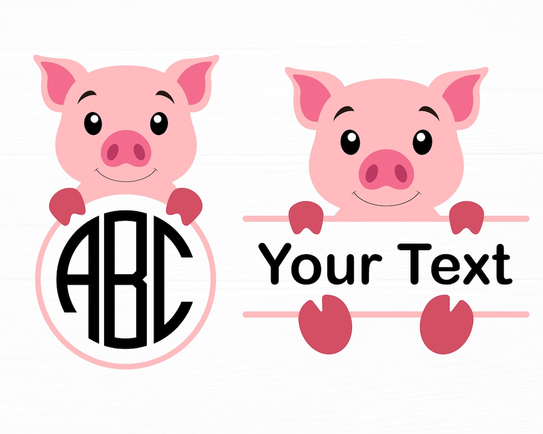 Baby Pig Split Monogram Svg Pig Name Label Pig Circle Monogram Frame ...