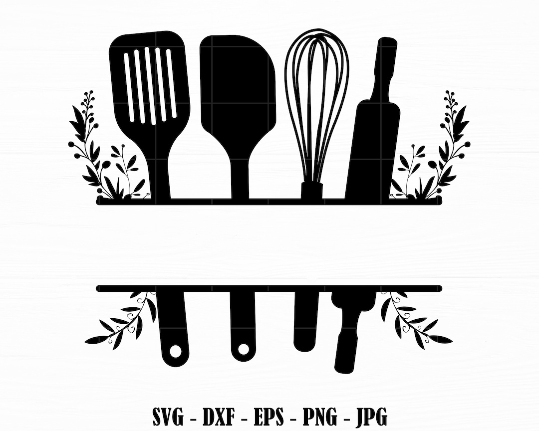 Kitchen Split Frame SVG Cooking Monogram Svg Flourish Kitchen Svg ...