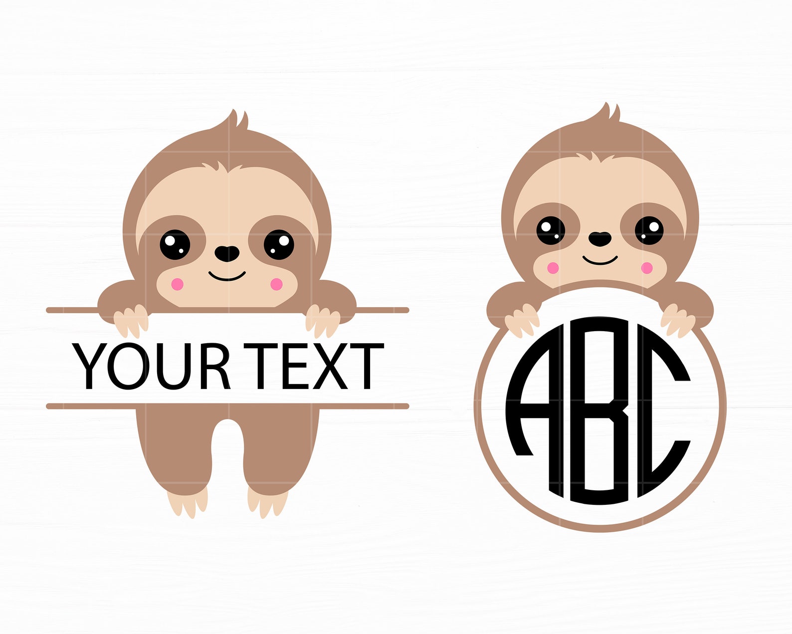 Sloth Svg Sloth Split Monogram Cute Animal Svg Sloth Name Label Cute ...