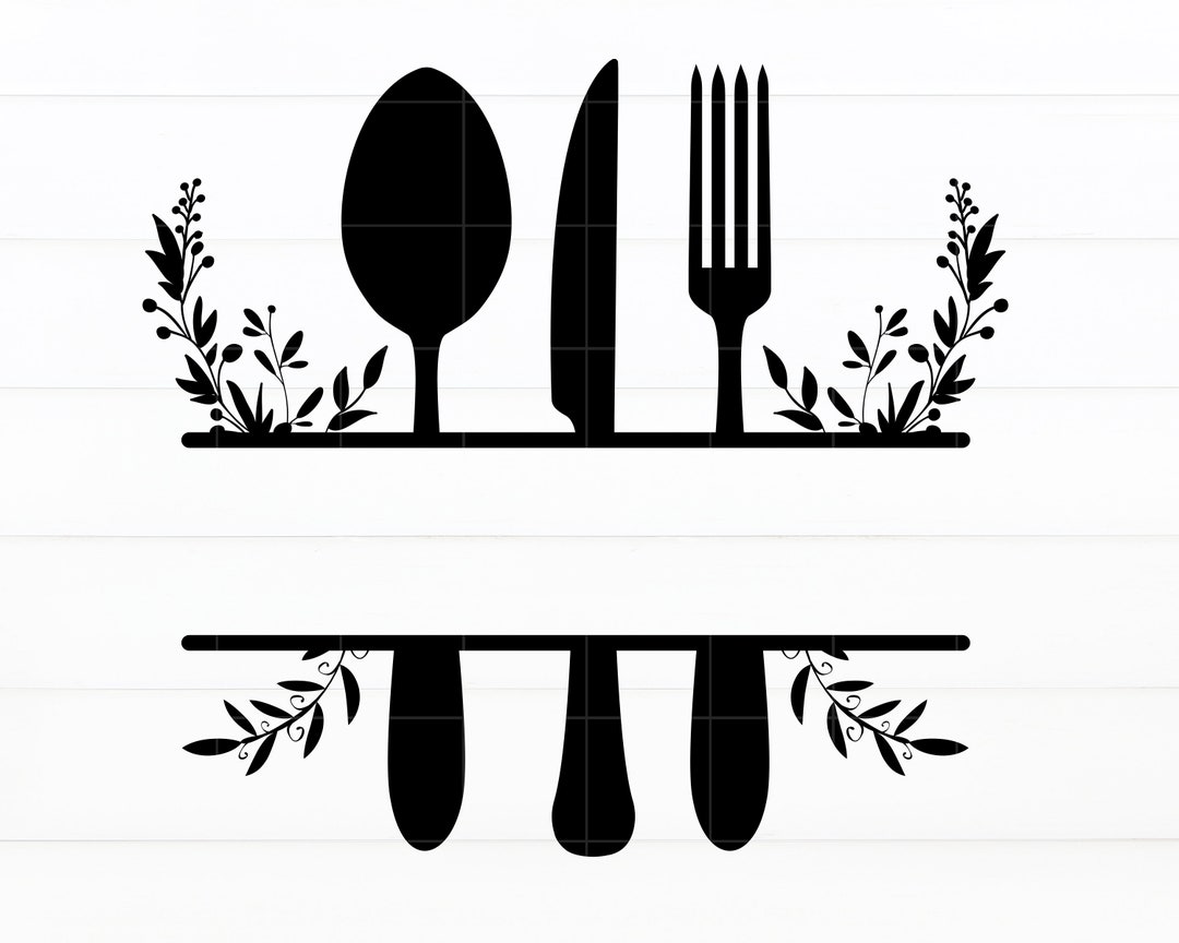 Kitchen Split Frame Svg Spoon Fork Knife Svg Kitchen Monogram Svg ...