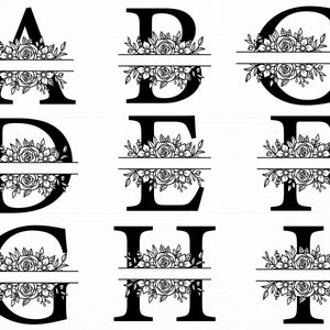 Floral Split Letters Svg Floral Alphabet Svg Letter Svg Split Monogram ...