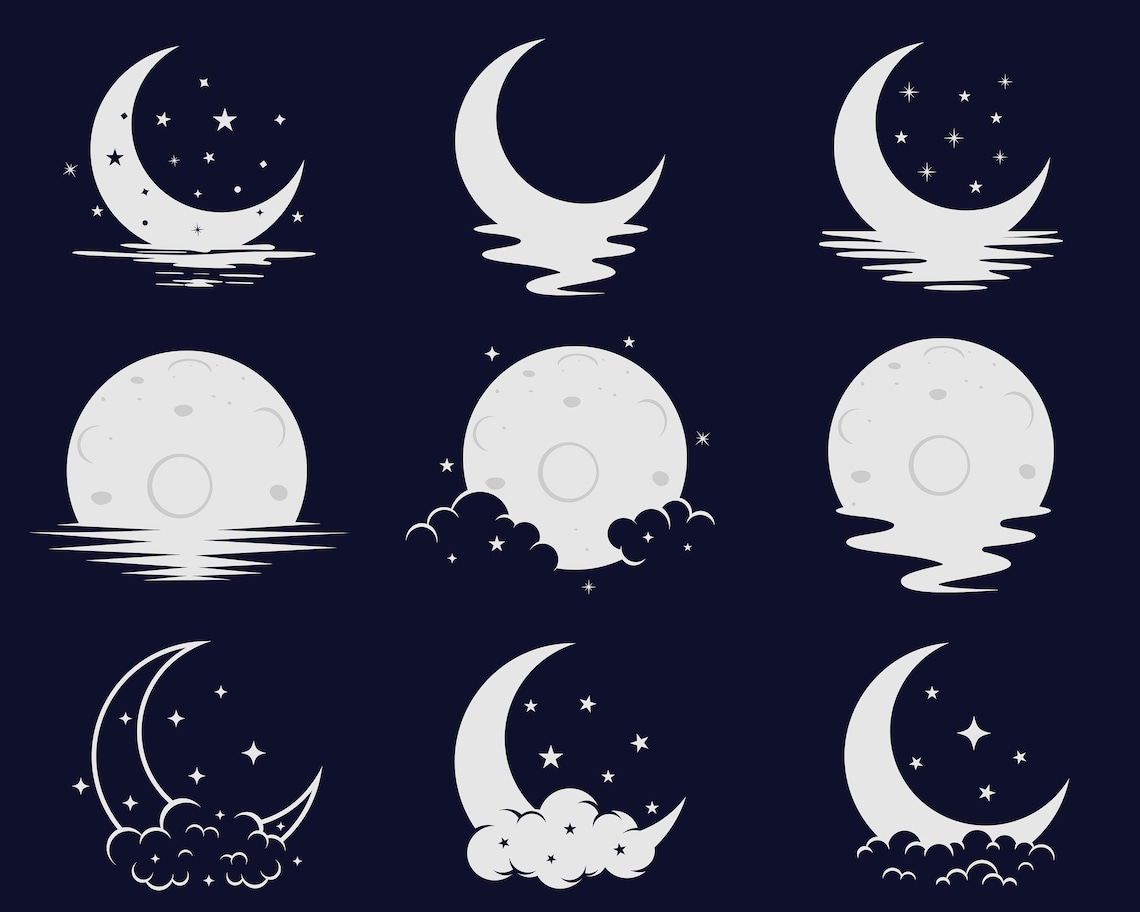 Moon and Stars Svg Bundle Night Sky Svg Moon Svg Celestial Svg Stars ...