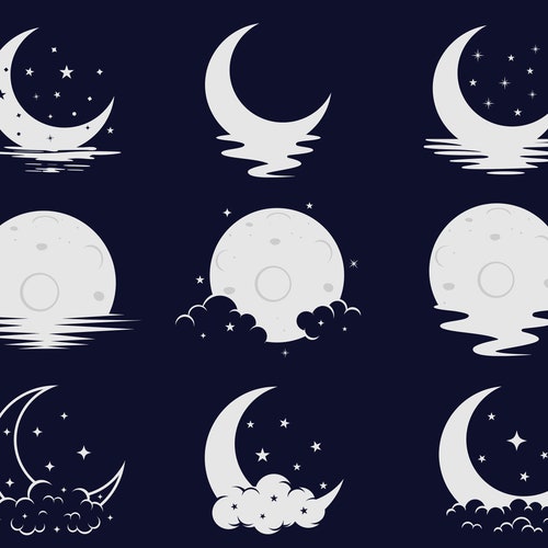 Moon SVG Bundle Vector EPS DXF Files for Cricut - Etsy