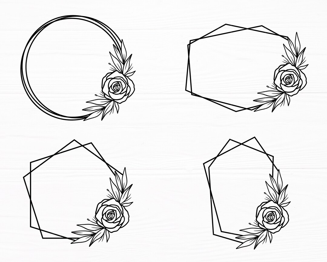 Floral Frame Svg Bundle Flower Frame Svg Floral Wreath Svg Frame Svg Circle Frame Geometric ...
