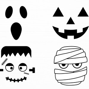 Halloween Faces Svg Bundle Pumpkin Frankenstein Ghost Mummy Svg Files ...