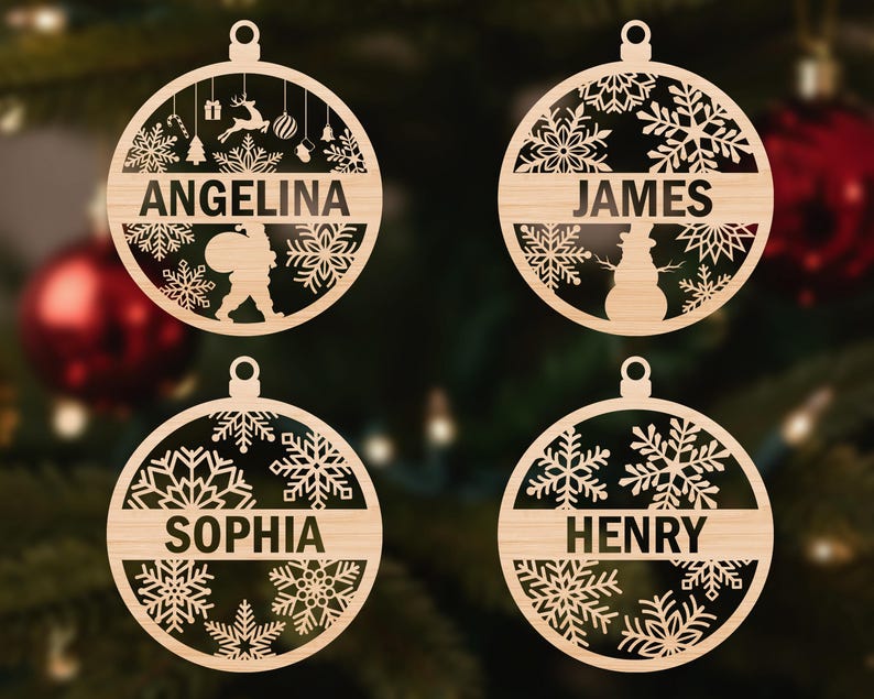 Personalized Christmas Ornament SVG, Snowflake Winter Glowforge Laser ...